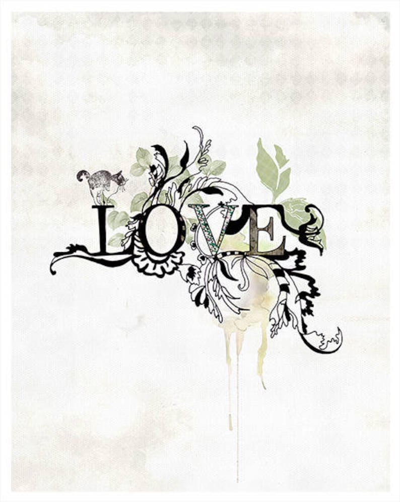Love Typography Print Love Wall Art Love Wall Decor - Etsy Israel