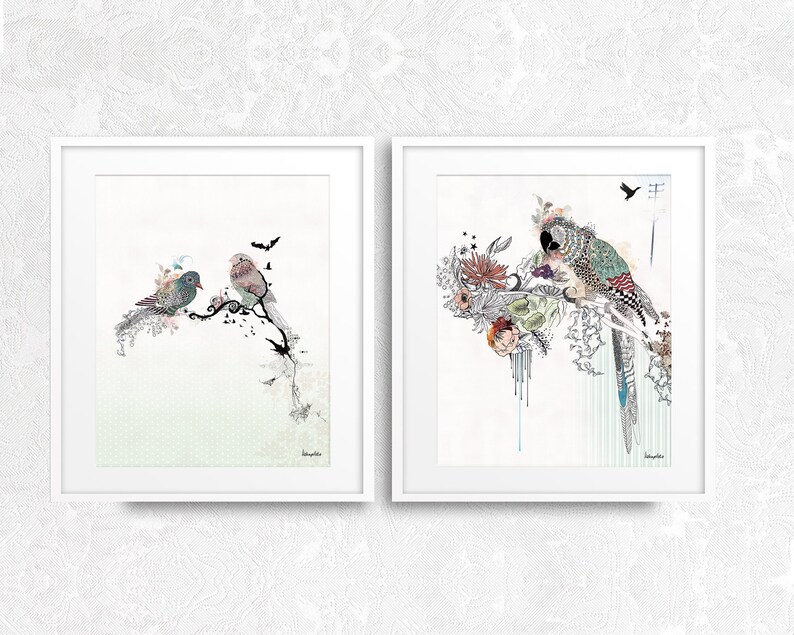 Bird Print Set Wall Art Set Home Decor Wall Art Set of 2 - Etsy