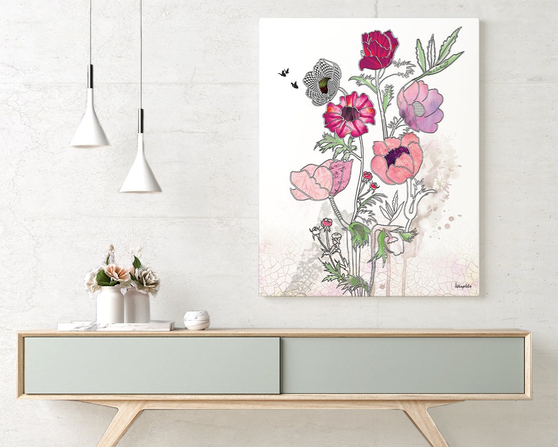 Pink Flowers Art Pink Art Print Watercolor Flower Painting - Etsy
