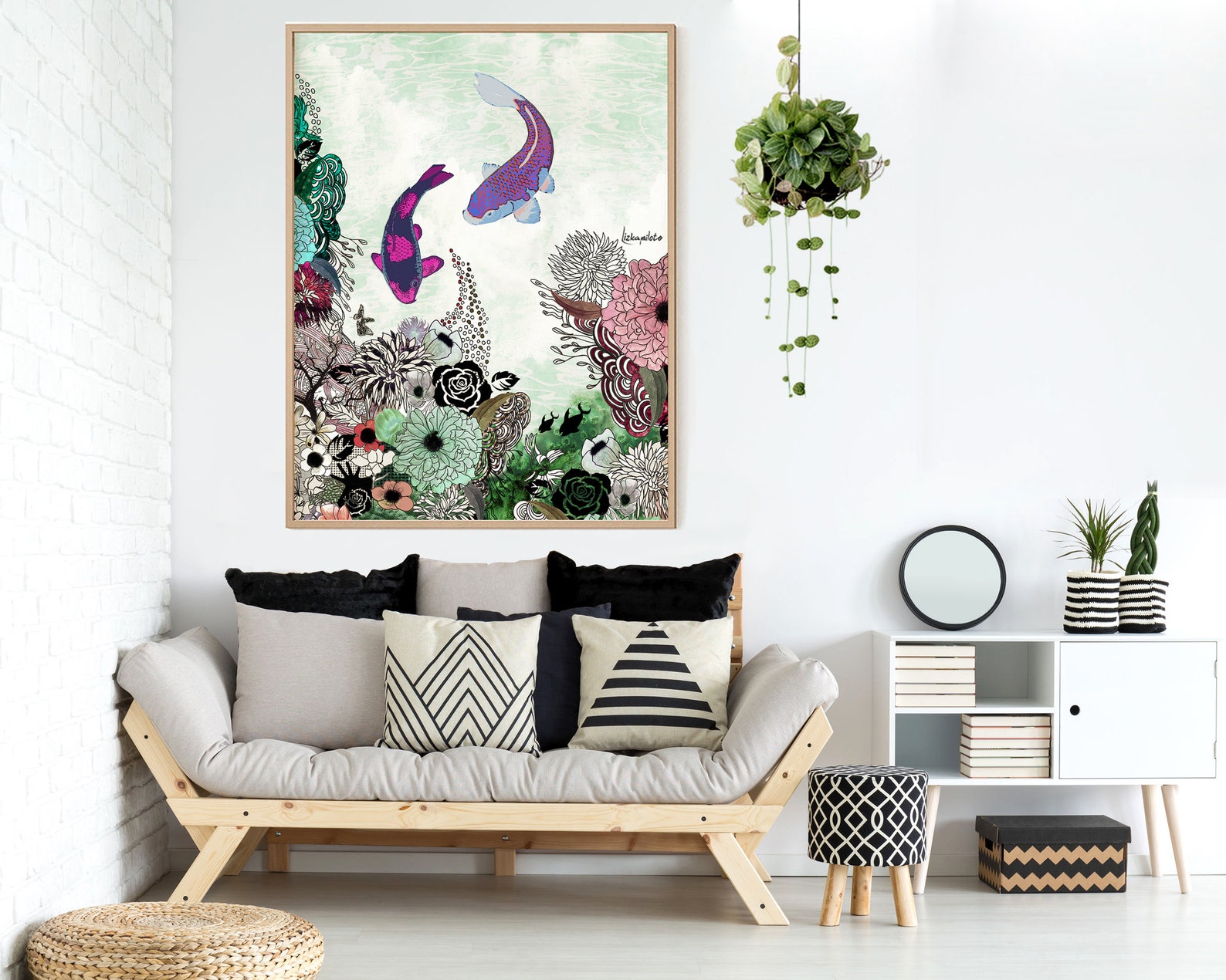 Large Fish Painting Colorful Wall Art Extra Large Wall Art | Etsy