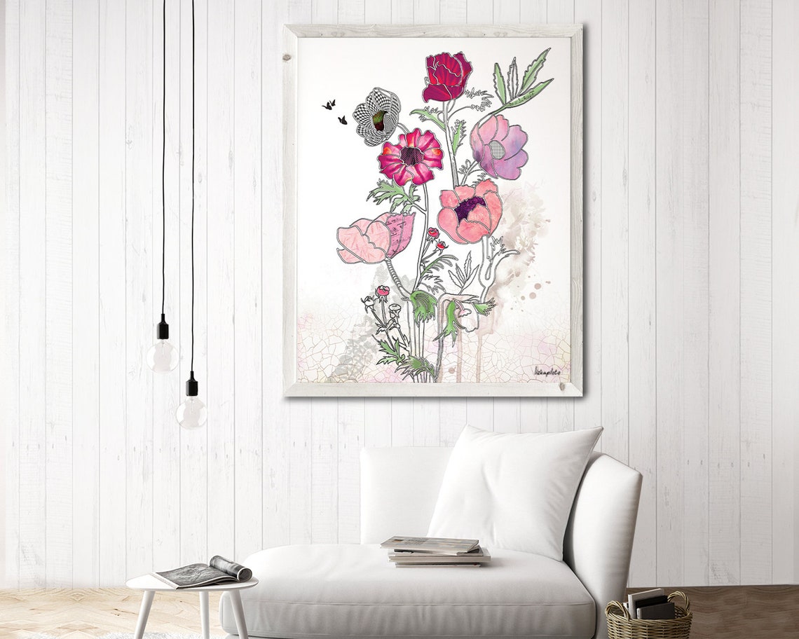 Pink Flowers Art Pink Art Print Watercolor Flower Painting - Etsy