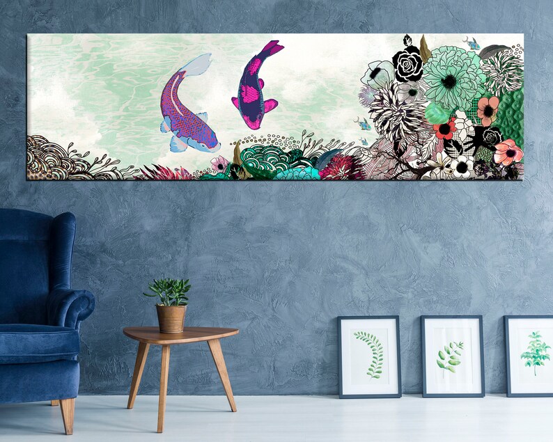 Koi Fish Large Wall Art Boho Home Decor Large Print | Etsy
