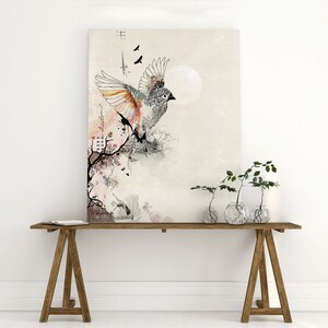 Boho Wall Art Print, Bird Painting, Boho Home Decor, Bohemian Wall Art ...