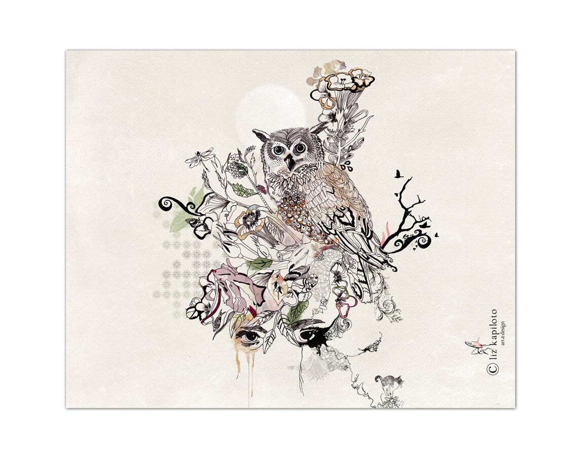 Owl Large Wall Art Large Canvas Print Owl Art Large Wall - Etsy