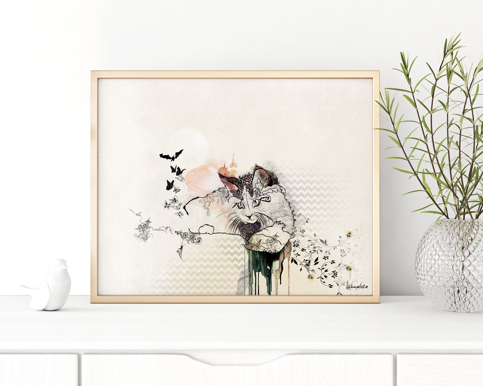Cat Drawing Print of Original Drawing Cat Lover Gift - Etsy