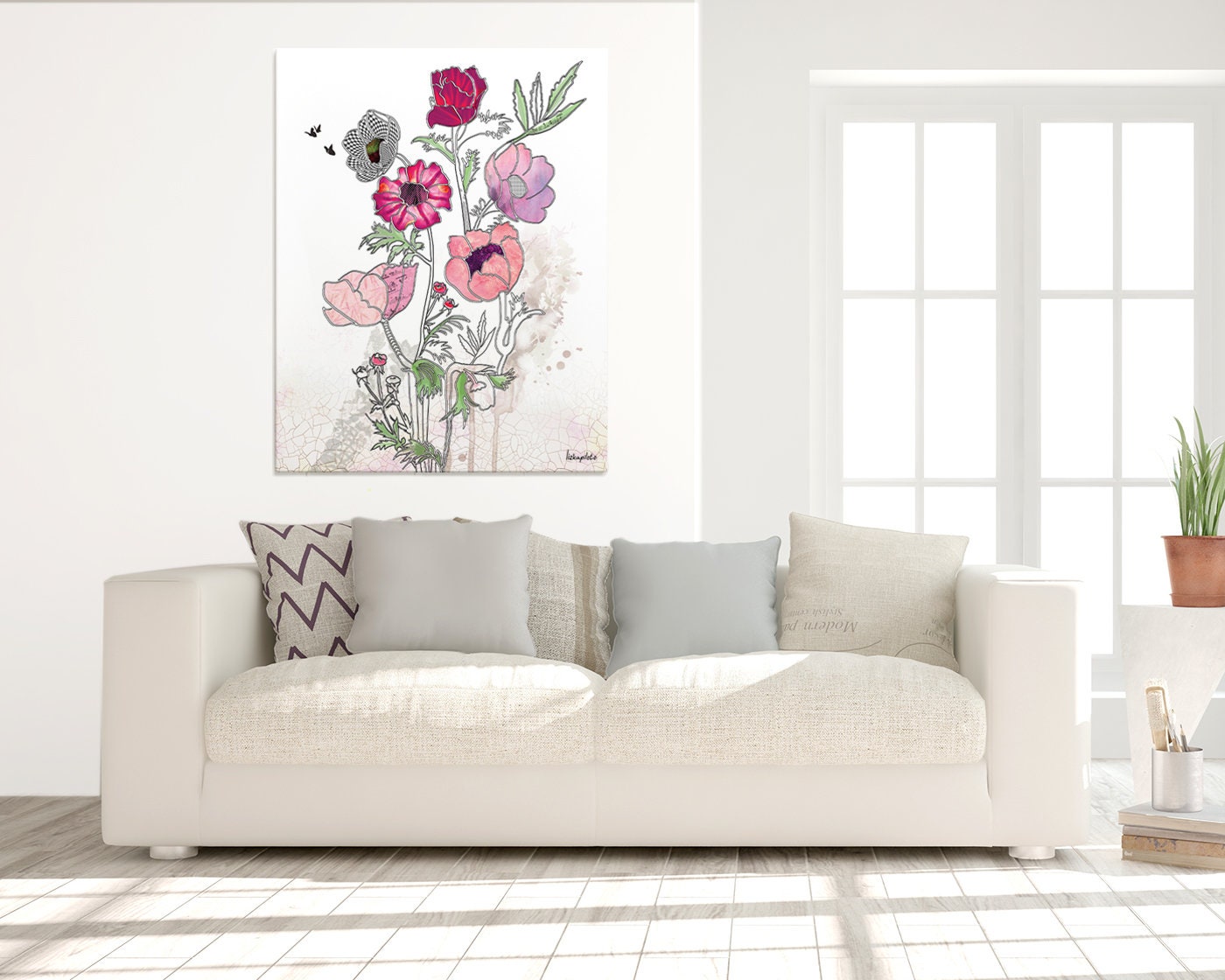 Pink Flowers Art Pink Art Print Watercolor Flower Painting - Etsy