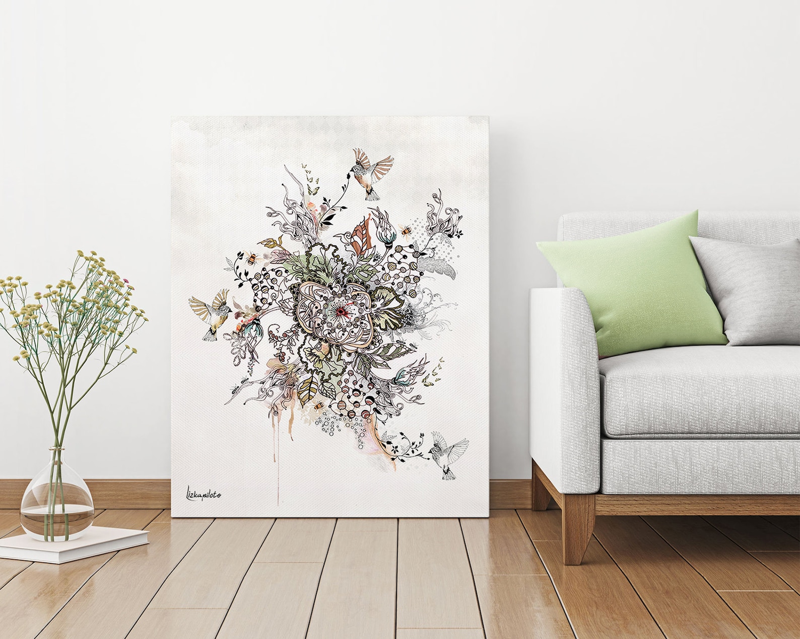 Modern Ink Drawing, Abstract Floral Art, Ink Art, Modern Art Print ...
