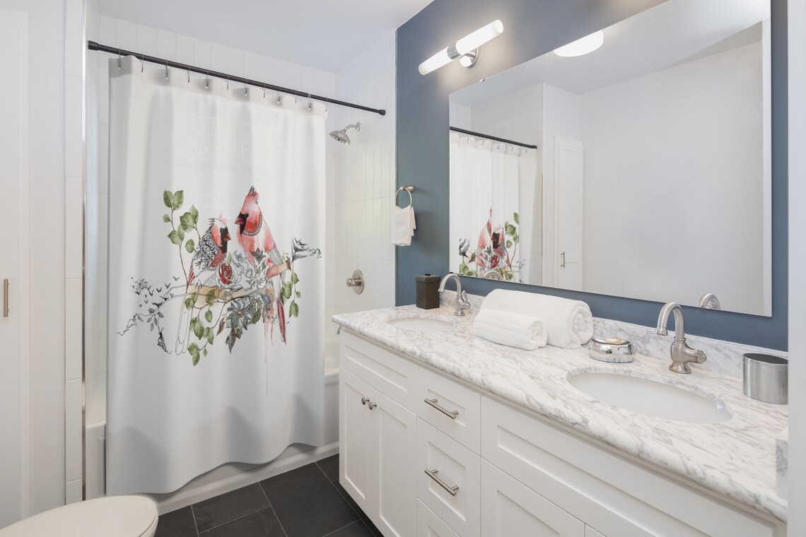 Cardinals Shower Curtain, Bath Curtain, Shower Decor, Shower Curtains ...