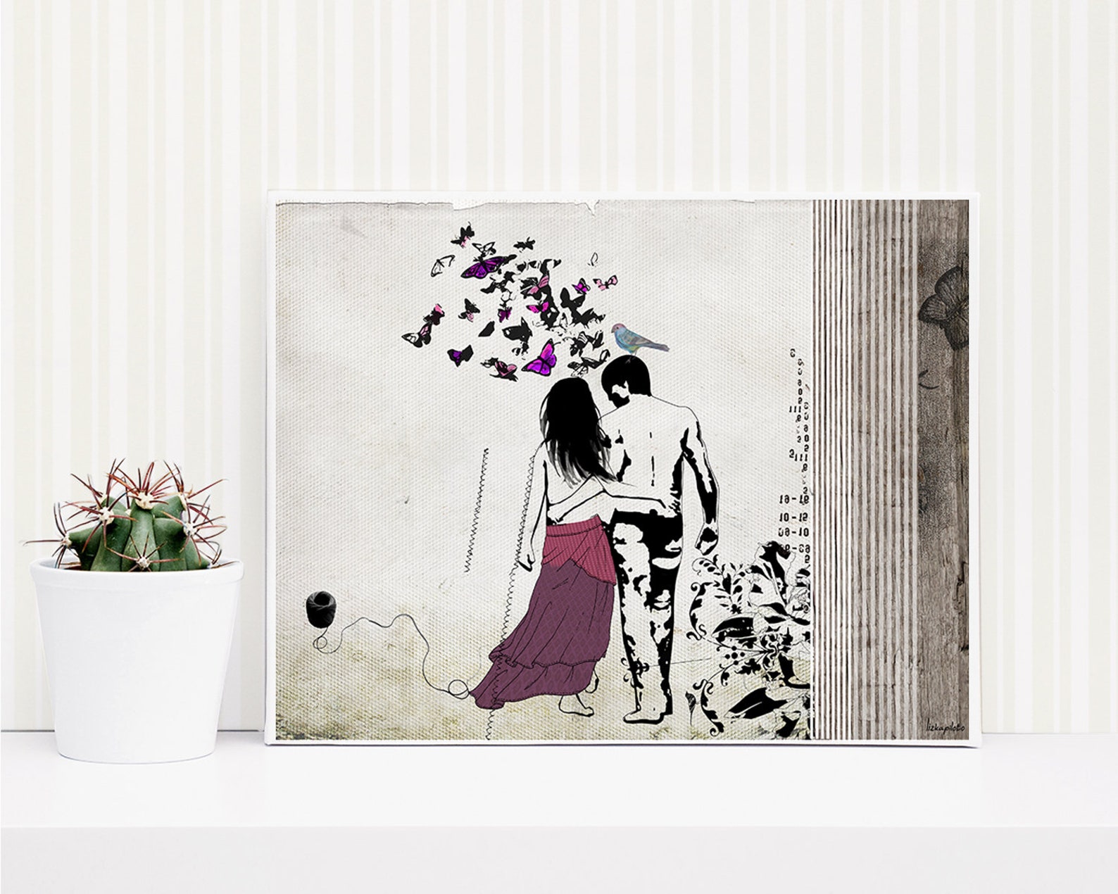 Romantic Collage Art Print, Couple Gift, Romance Art, Love Couple Art ...