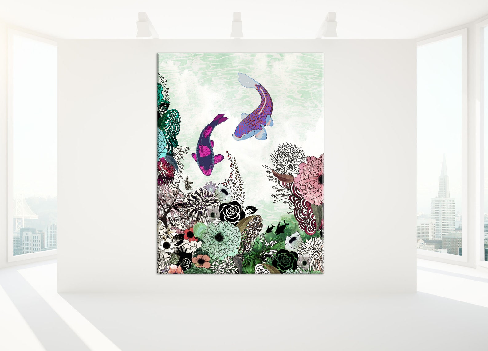 Large Fish Painting Colorful Wall Art Extra Large Wall Art | Etsy