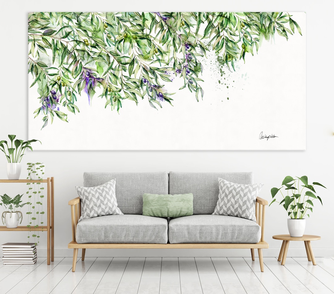 Extra Large Painting, Tree Abstract Art, Green Wall Art, Large Canvas ...