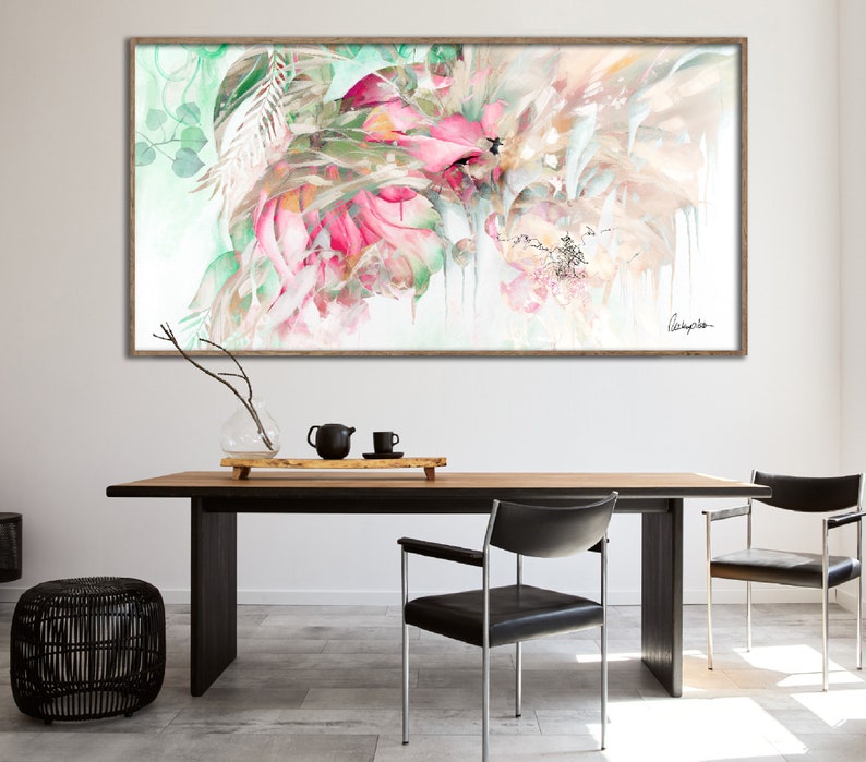 Extra Large Living Room Wall Art Canvas, Pastel Colors Abstract Art ...