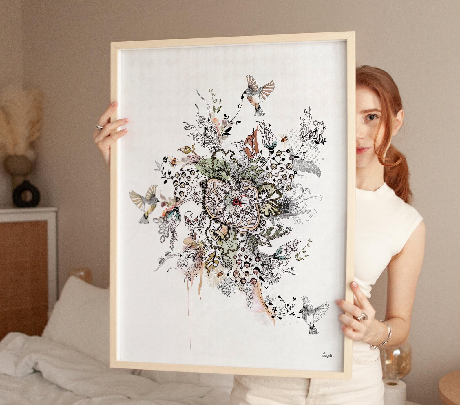 Modern Ink Drawing, Abstract Floral Art, Ink Art, Modern Art Print ...