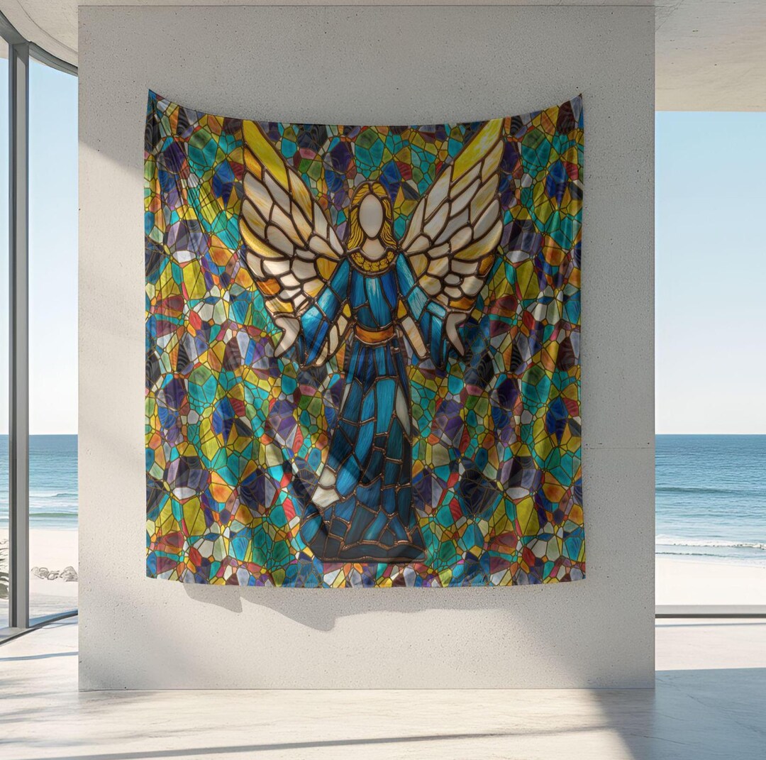 Angel Stained Glass Indoor Wall Tapestry, Angel Mosaic Home Decor, Gift ...