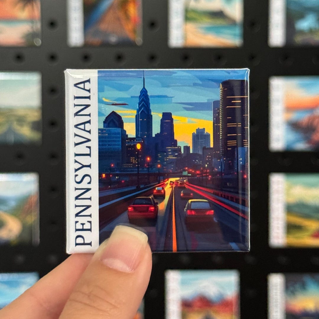 Pennsylvania State Square Magnet – City Skyline Illustration | Travel ...