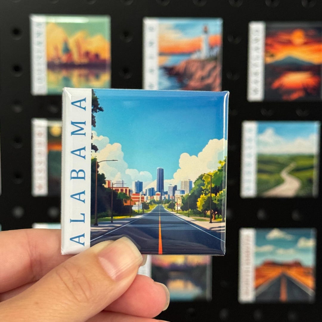 Alabama State Magnet: Scenic Landmark Art, Travel Souvenir - Etsy