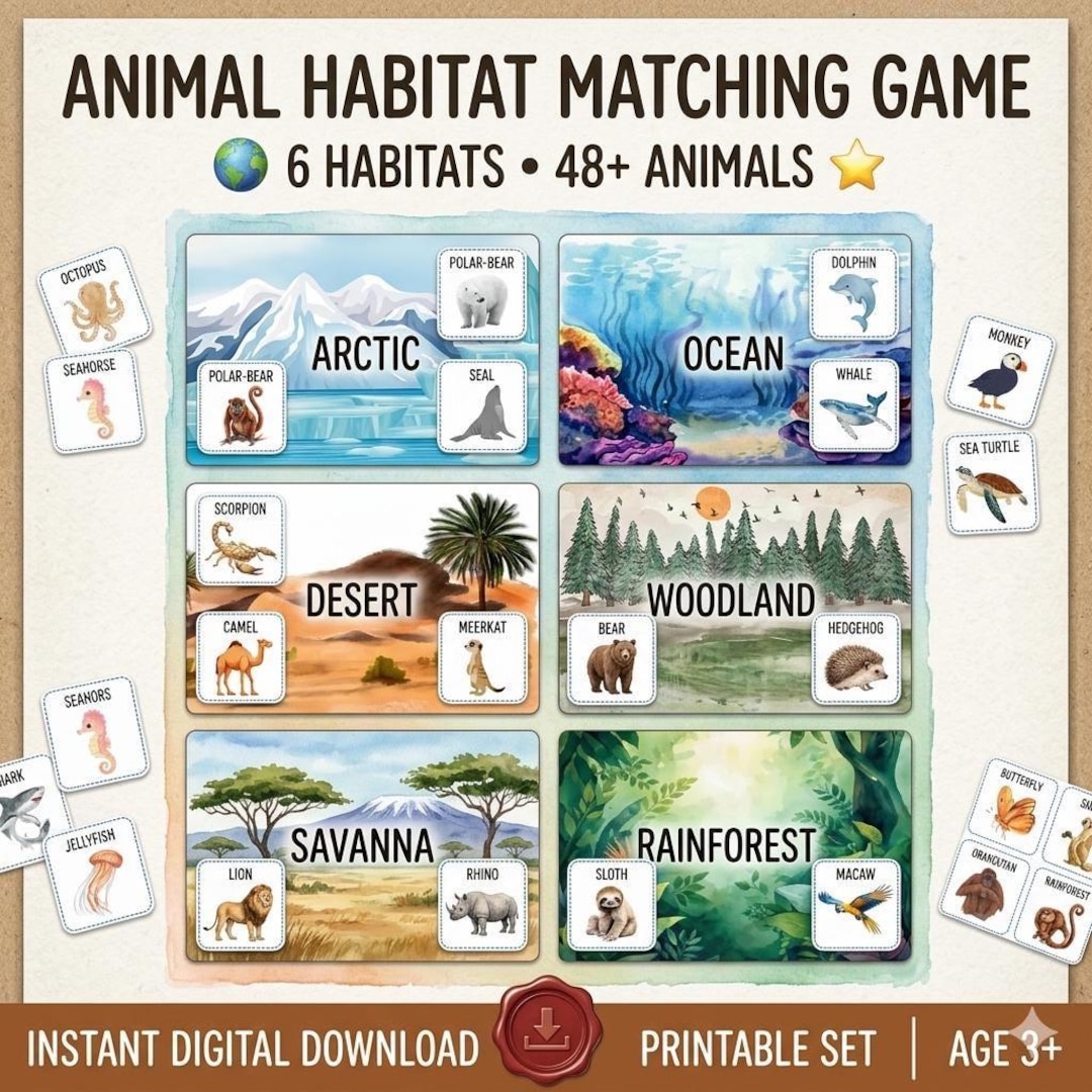 Animal Habitat Sorting Activity | Montessori Science Printable ...
