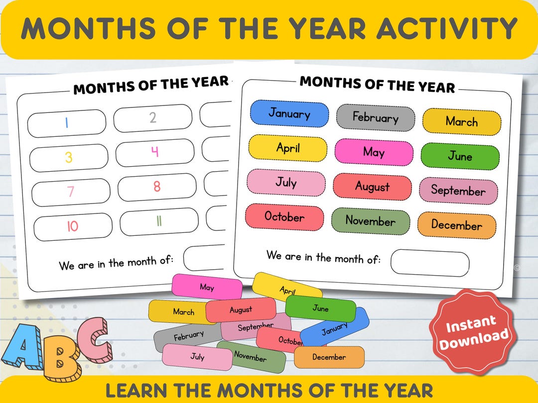 Months of the Year Busy Book Printable Activity - Calendar Worksheet ...
