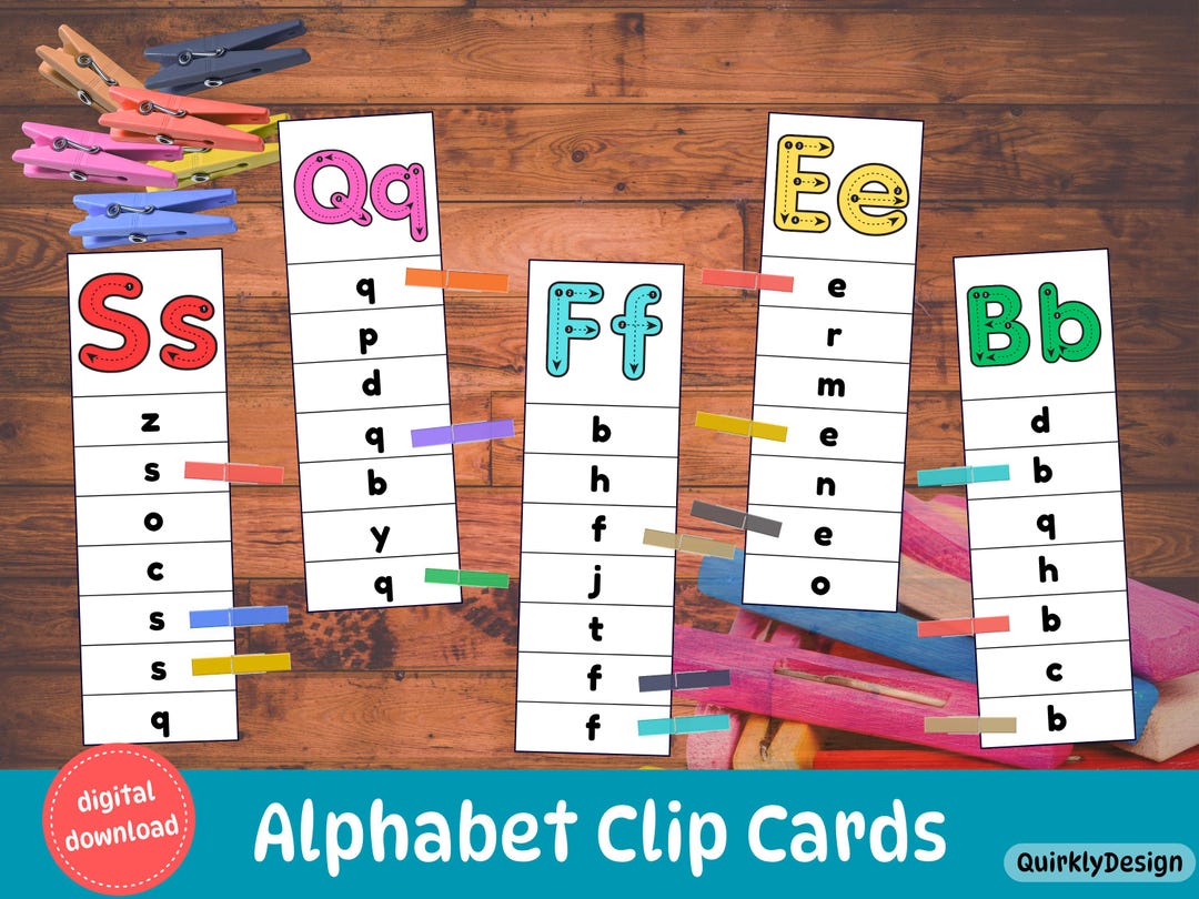 Alphabet Clip Cards, Preschool Letter Recognition Game (digital ...