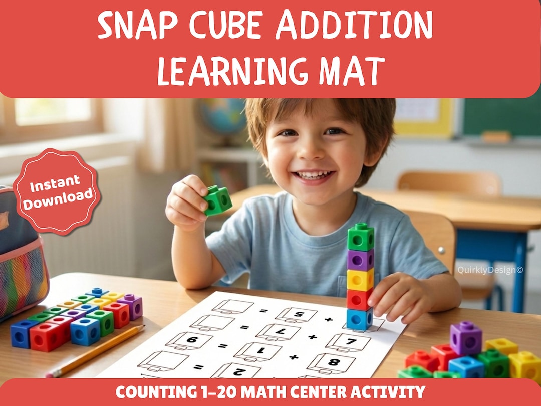 Snap Cube Addition Mats Printable, Math Manipulatives 1–20, Preschool ...