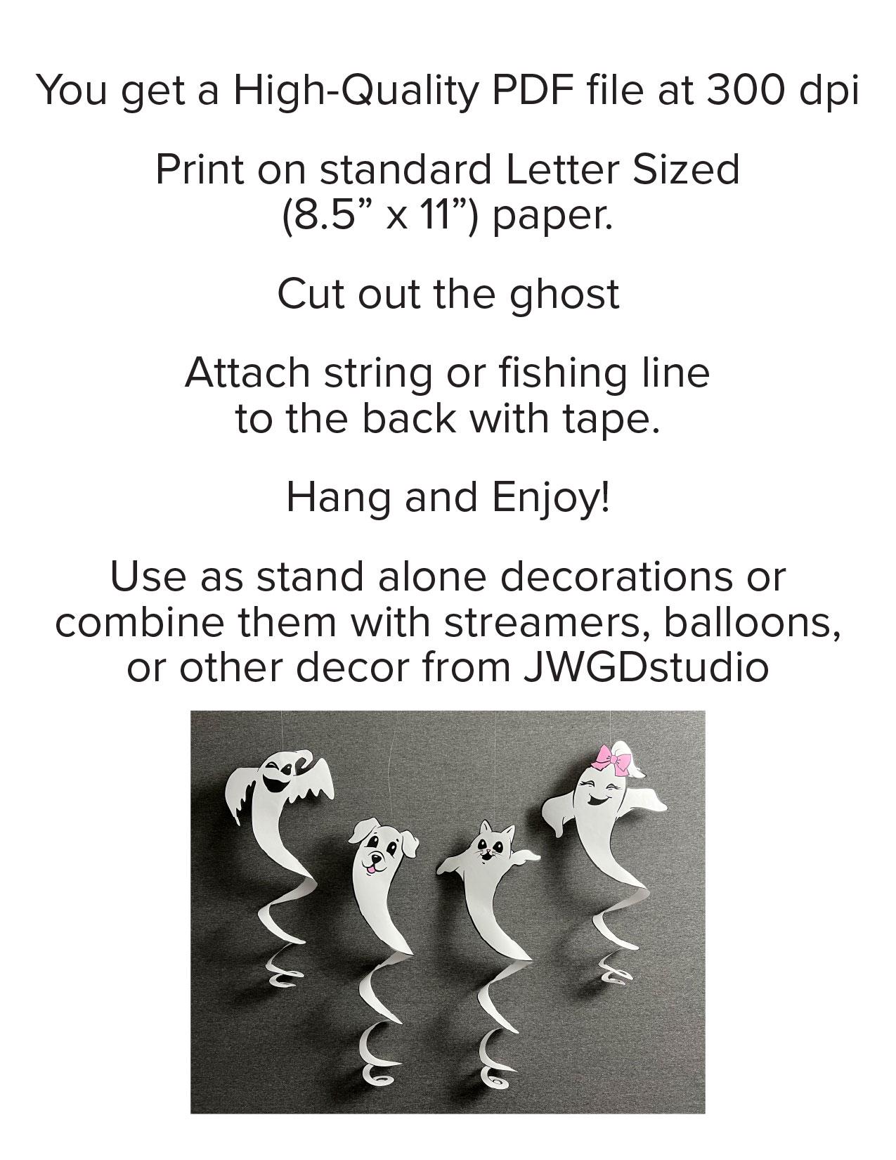 Hanging Spiral Ghosts Paper Halloween Decorations Craft Digital ...