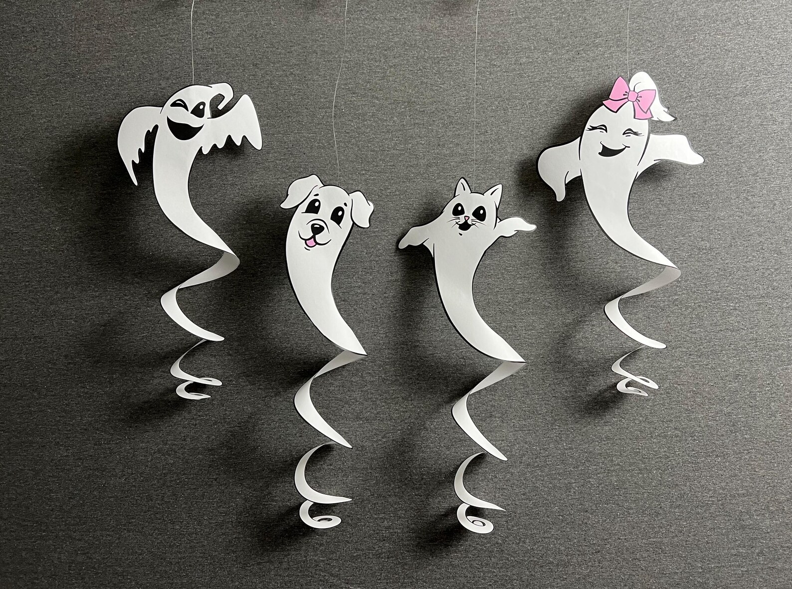 Hanging Spiral Ghosts Paper Halloween Decorations Craft Digital ...