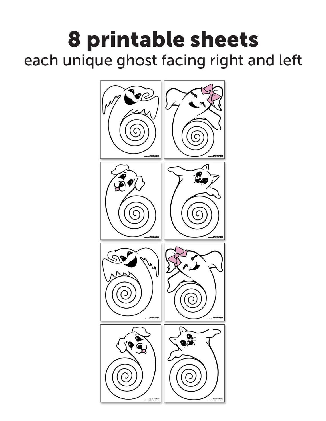 Hanging Spiral Ghosts Paper Halloween Decorations Craft Digital ...