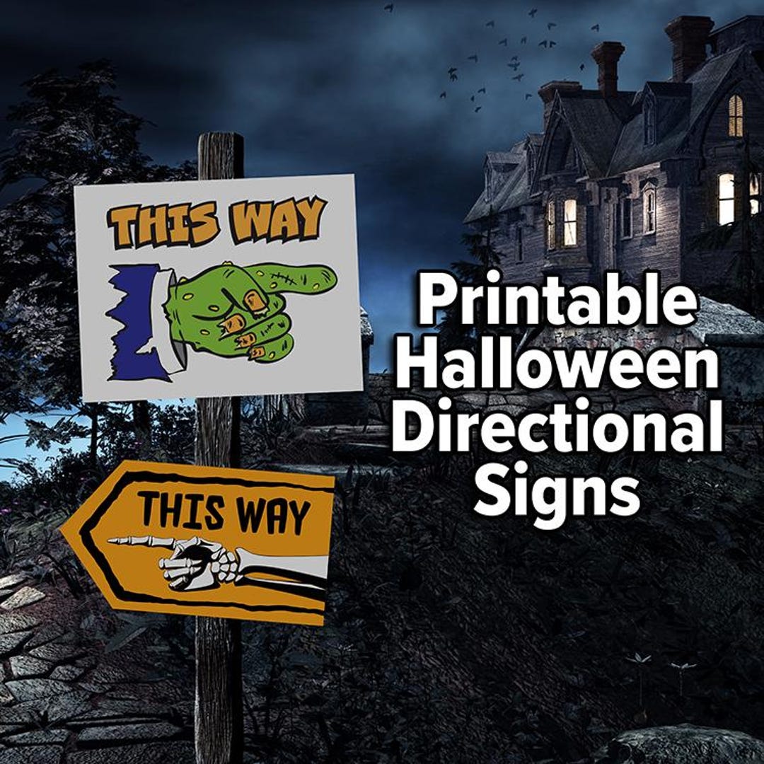 Skeleton & Zombie Hand Pointing Directional Signs Halloween Decor ...