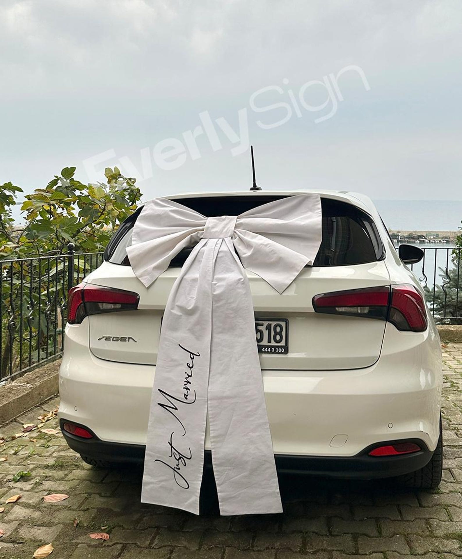 Personalized Car Bow – Wedding Decoration / Custom Linen Car Ribbon ...