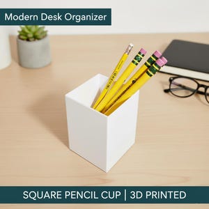 Minimalist White Pen Holder: Modern Geometric Desk Organizer - Etsy