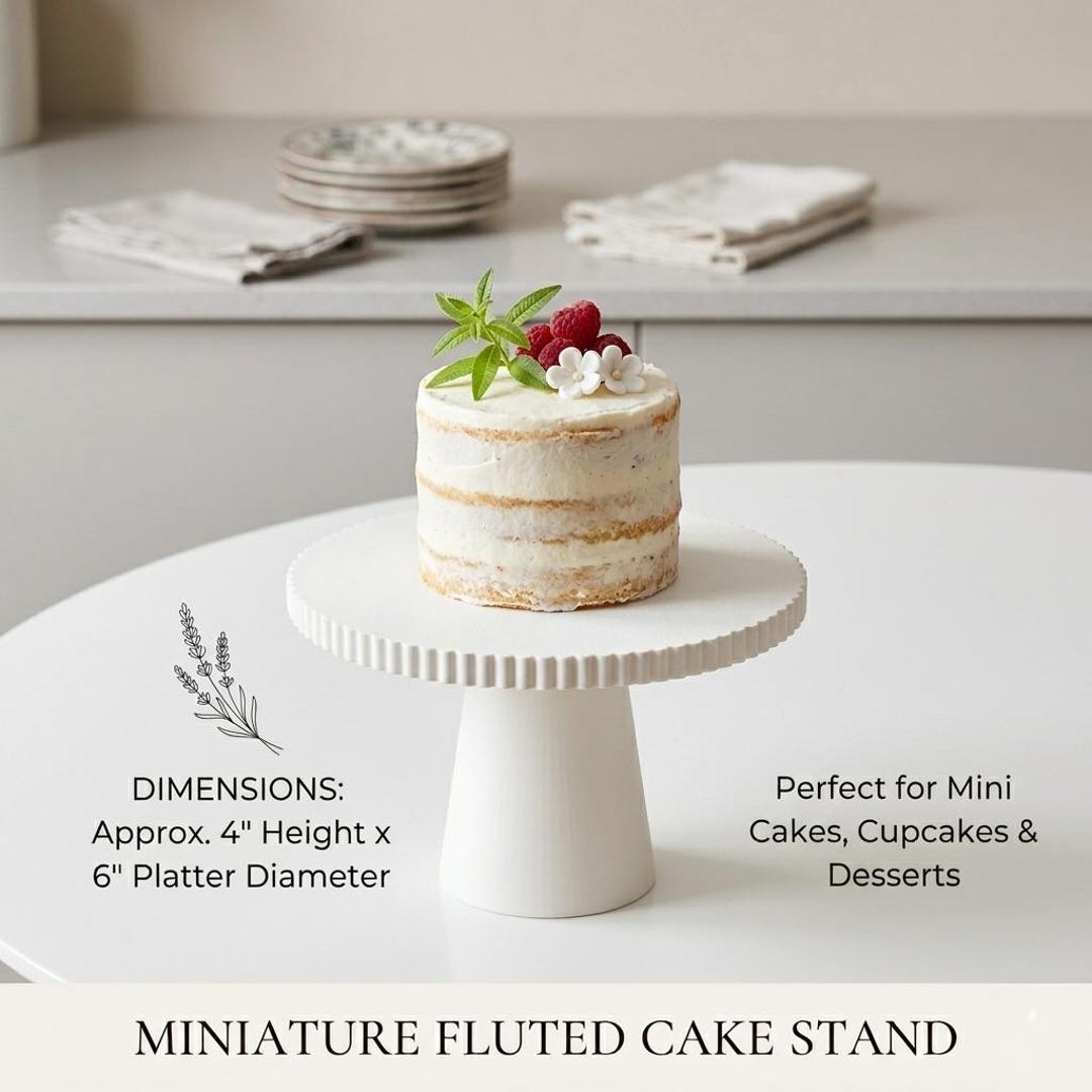 Miniature Fluted Cake Stand | 3D Printed Dessert Pedestal, Modern Decor ...