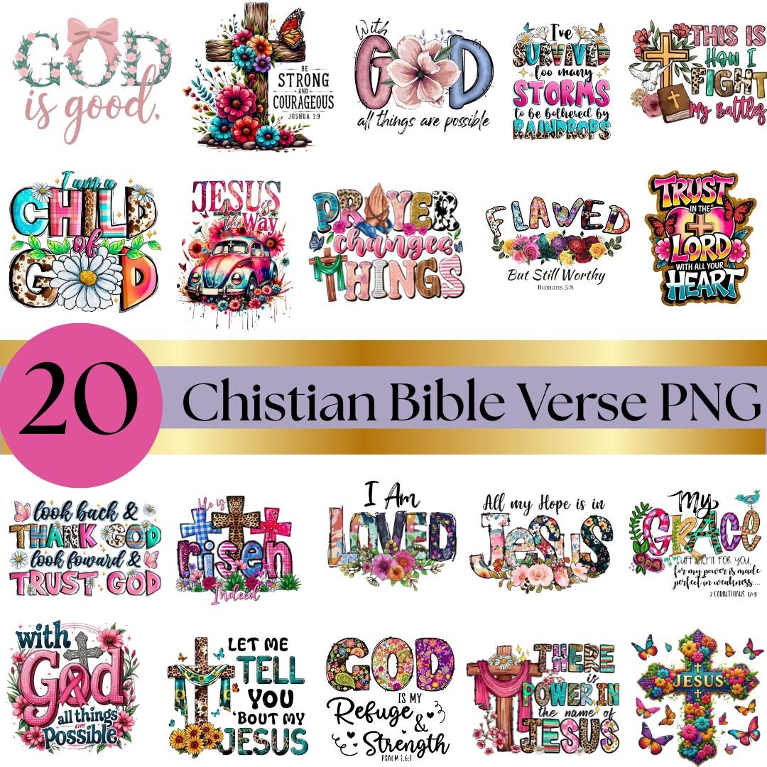 Christian Bible Verse PNG Bundle | Faith-based Designs (digital ...