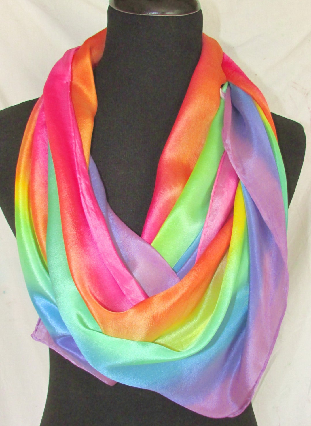 Pastel Rainbow Silk Scarf or Shawl. 2 Sizes - Etsy