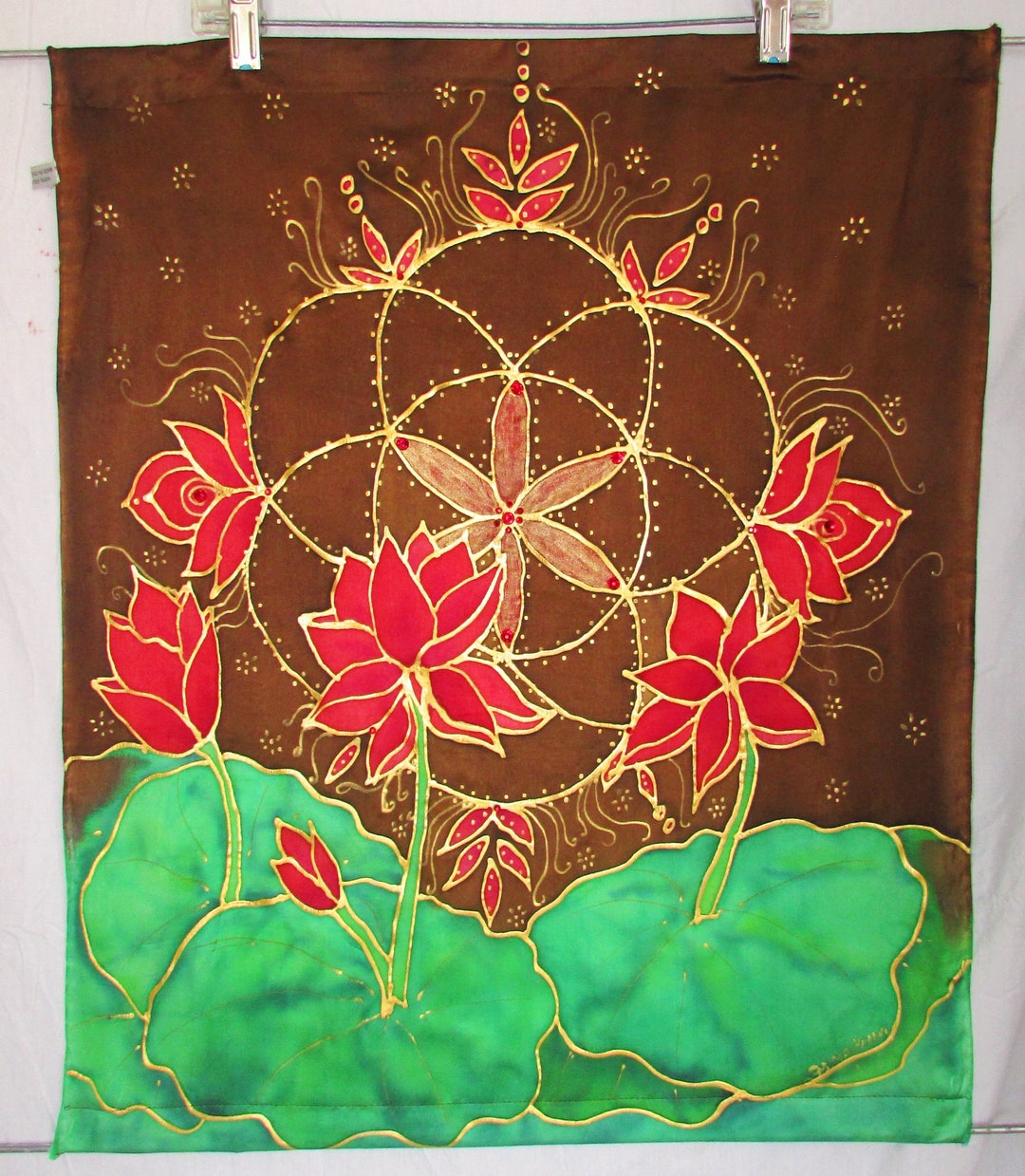 End of Year Sale Red Lotus Seed of Life Silk Tapestry - Etsy