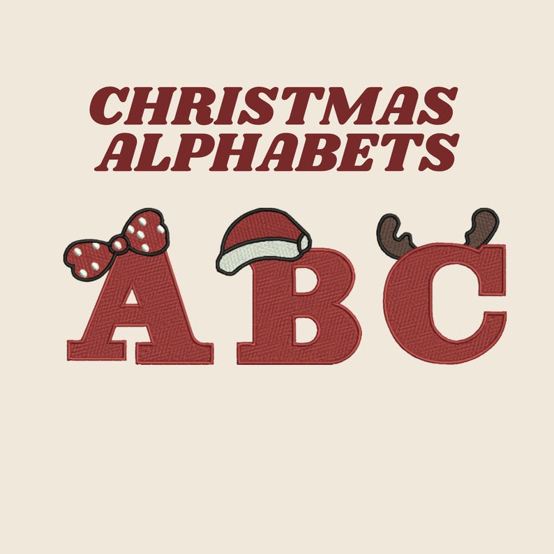 Christmas Alphabet Embroidery Design | A to Z Holiday Letters | Santa ...