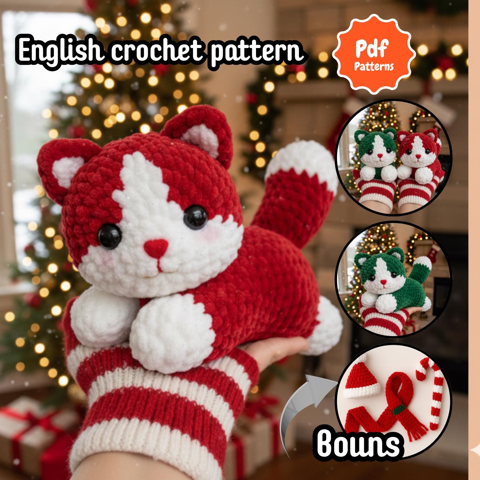 Christmas Cat Crochet Pattern: No-sew Holiday Plush (PDF Pattern) - Etsy