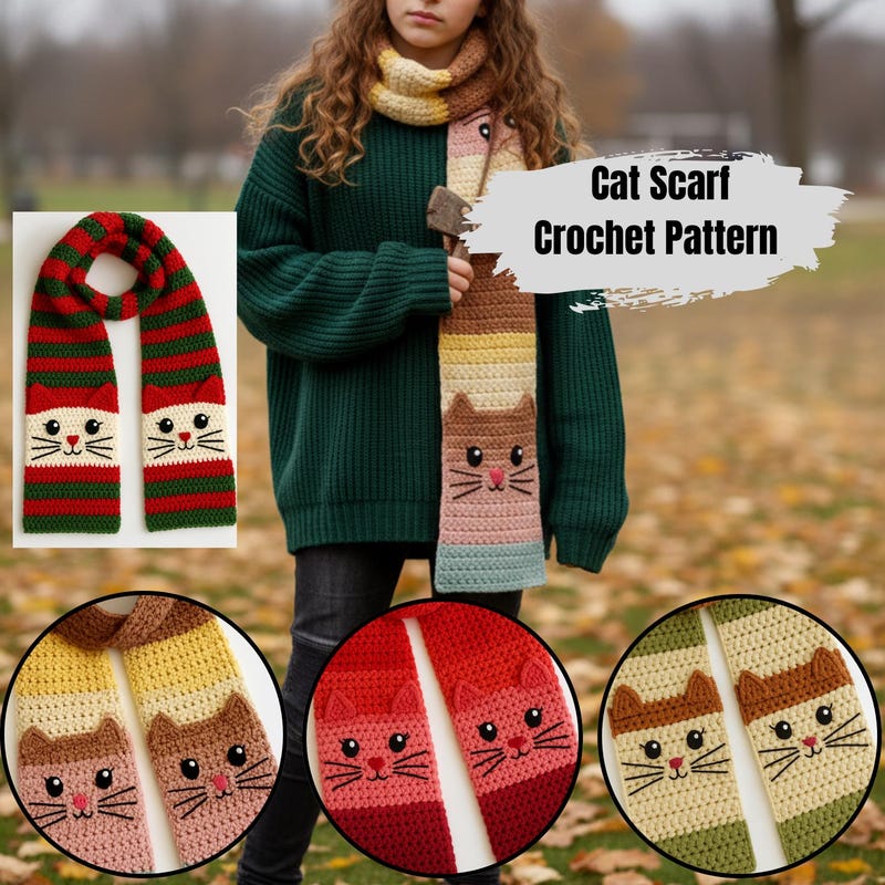 Cat Face Scarf Pattern - Etsy