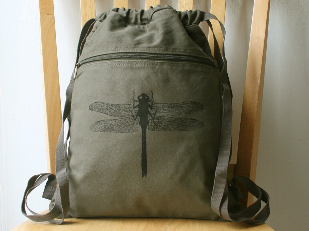 Dragonfly Canvas Backpack Bag for Women Cinch Sack - Etsy