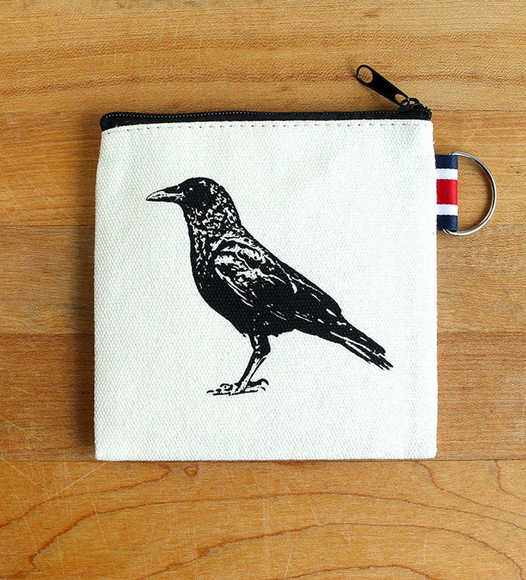 Crow Screen Printed Canvas Coin Purse - Raven Lover Gift - Etsy