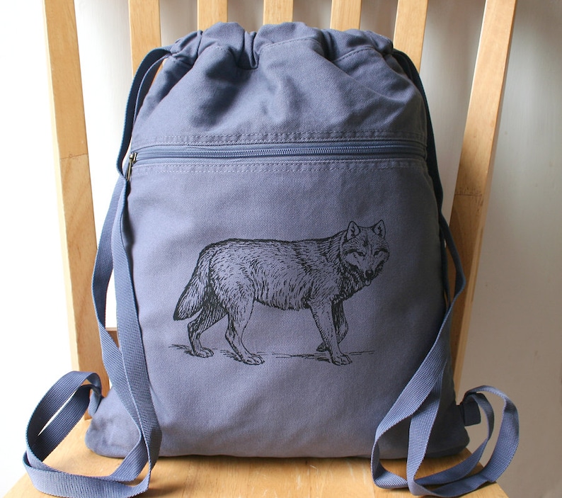 Wolf Canvas Backpack School Bag Laptop Backpack - Etsy