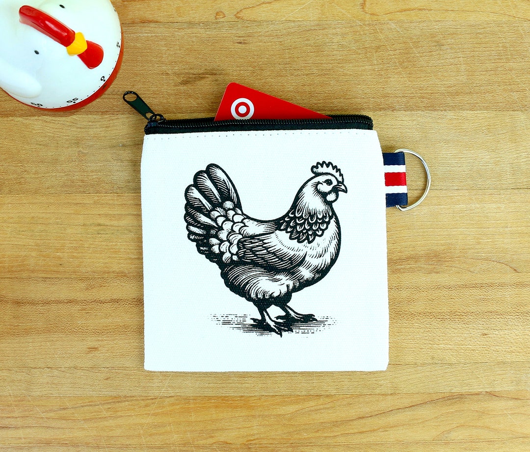 Chicken Coin Purse: Screen Printed Canvas Zipper Pouch - Etsy