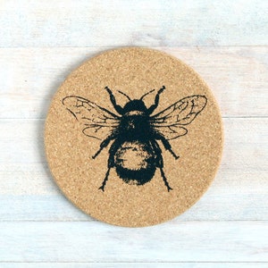 Bee Coaster Set Hostess Gift Cork - Etsy
