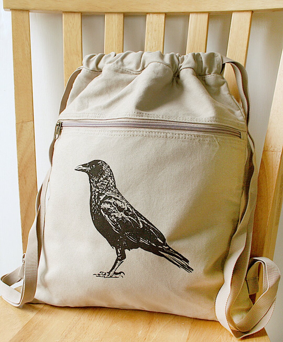 Crow Raven Canvas Screen Printed Backpack Gym Bag Laptop Bag - Gift for ...