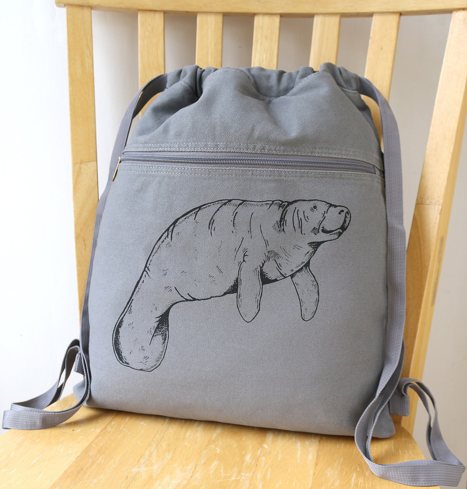 Manatee Backpack Canvas Laptop Bag Beach Bag - Etsy