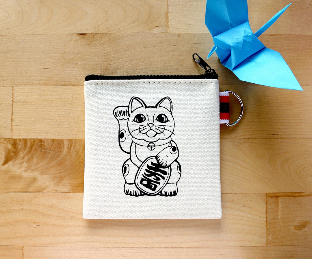 Lucky Cat Maneki Neko Coin Purse Tiny Zipper Pouch Gift Card Holder - Etsy