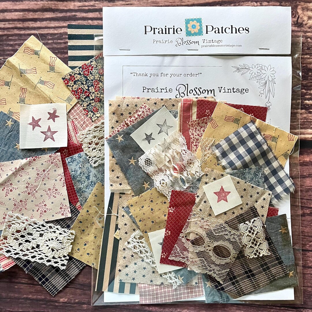 30+ Piece Prairie Patches "homespun Americana" Mixed Scrap Fabrics ...