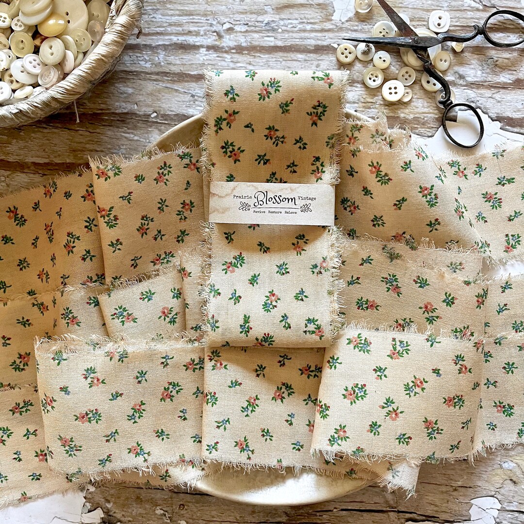 1 Yd Green Floral Torn Fabric Ribbon Coffee Dyed Fabric Ribbon Craft ...