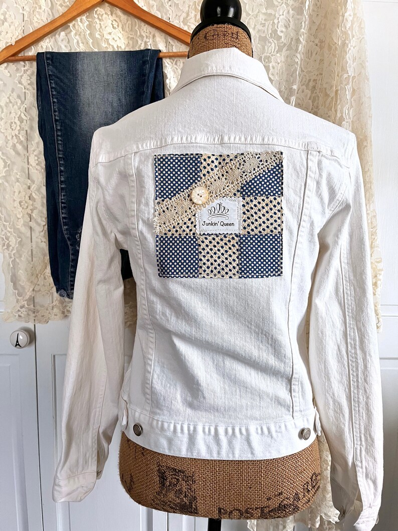 Upcycled White Denim vintage Soul Patchwork Jacket - Etsy