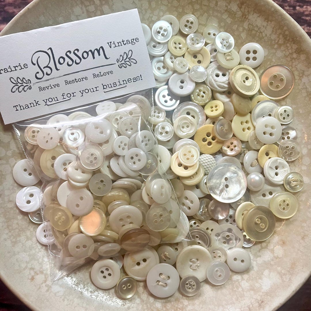 100+ Vintage Neutral Buttons, Mixed Sizes & Materials, Sewing Supplies ...