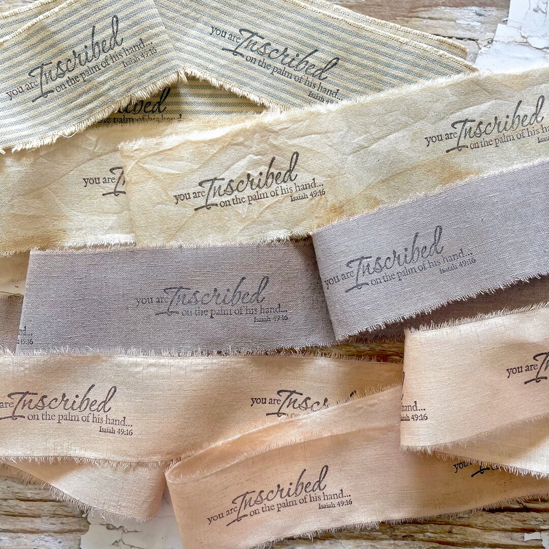 Stamped Easter Torn Fabric Ribbon - "you Are Inscribed..." - Coffee ...